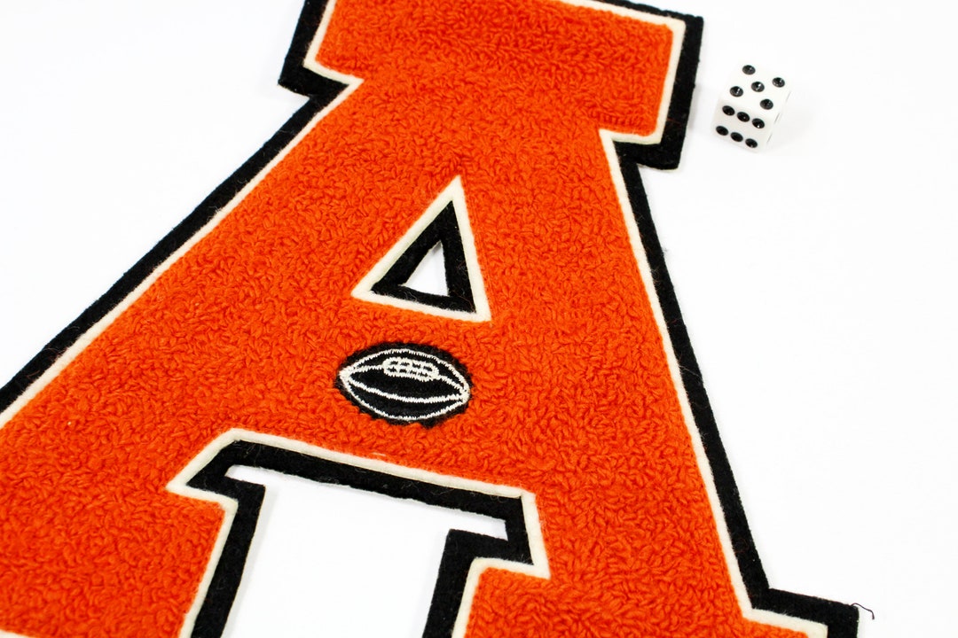Orange and Black Vintage Football Varsity Letter, Block Letter A - Etsy
