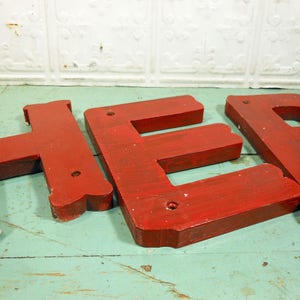 Three Red Rustic Wooden Marquee Letters HER Red Wooden - Etsy