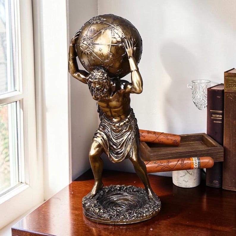 Greek Atlas Statue Mythology Sculpture Titan Holding World Resin ...