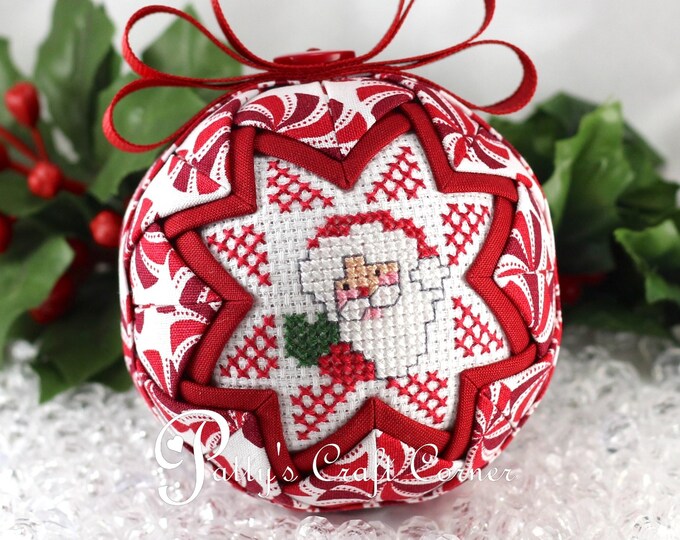 Santa Ornament - Quilted Santa Ornament - Quilted Christmas Ball - Etsy