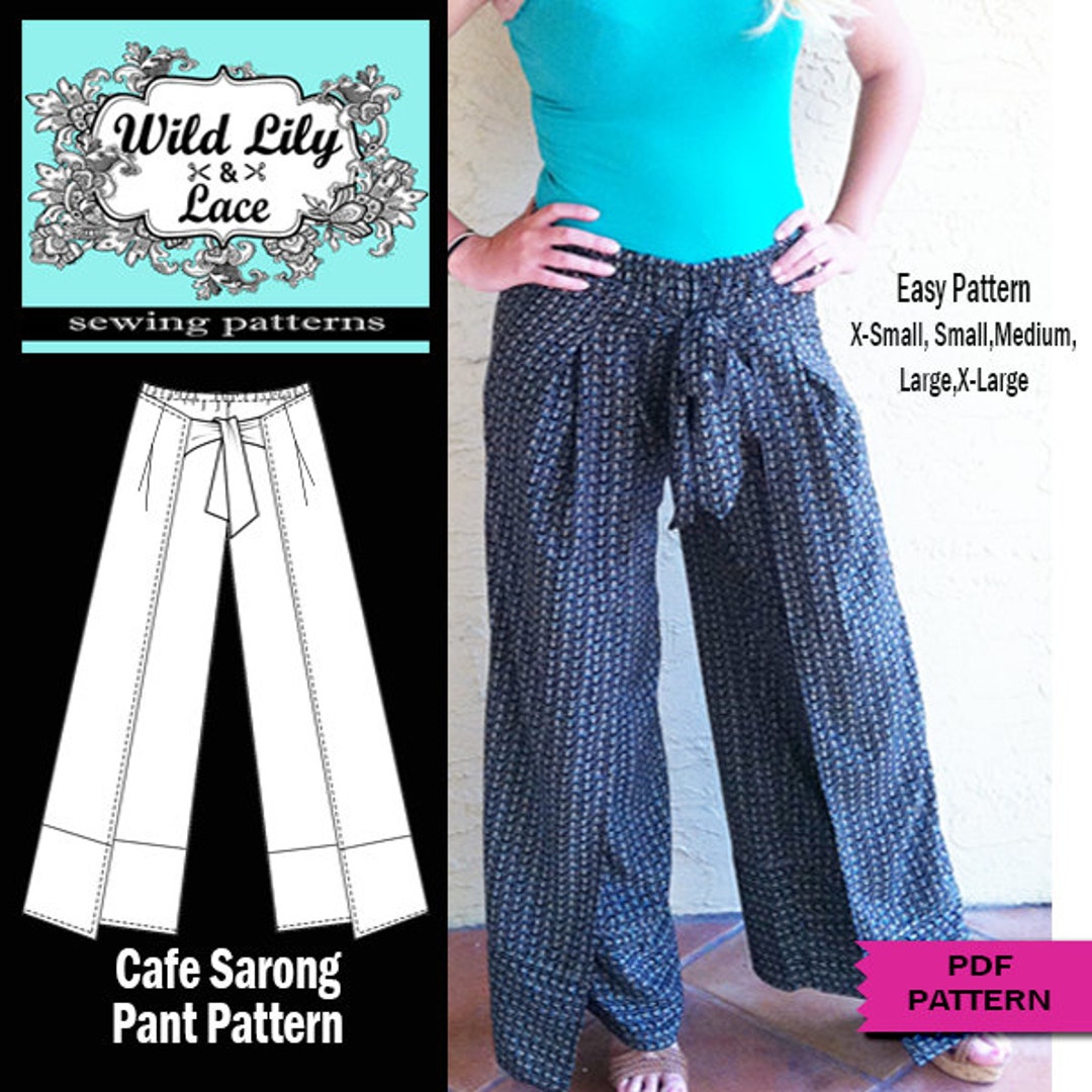 PDF PANT PATTERN Wide Leg Pant Pattern, Elastic Waist Pant Pattern, Pdf ...