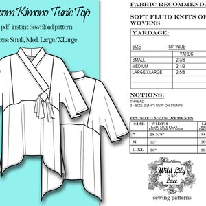 Tunic Sewing Pattern, Big Top Pdf Pattern, Kimono Style Tunic Pattern, Instant Download Sew ...