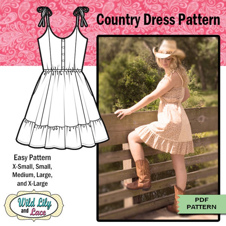 COUNTRY DRESS PATTERN - Etsy