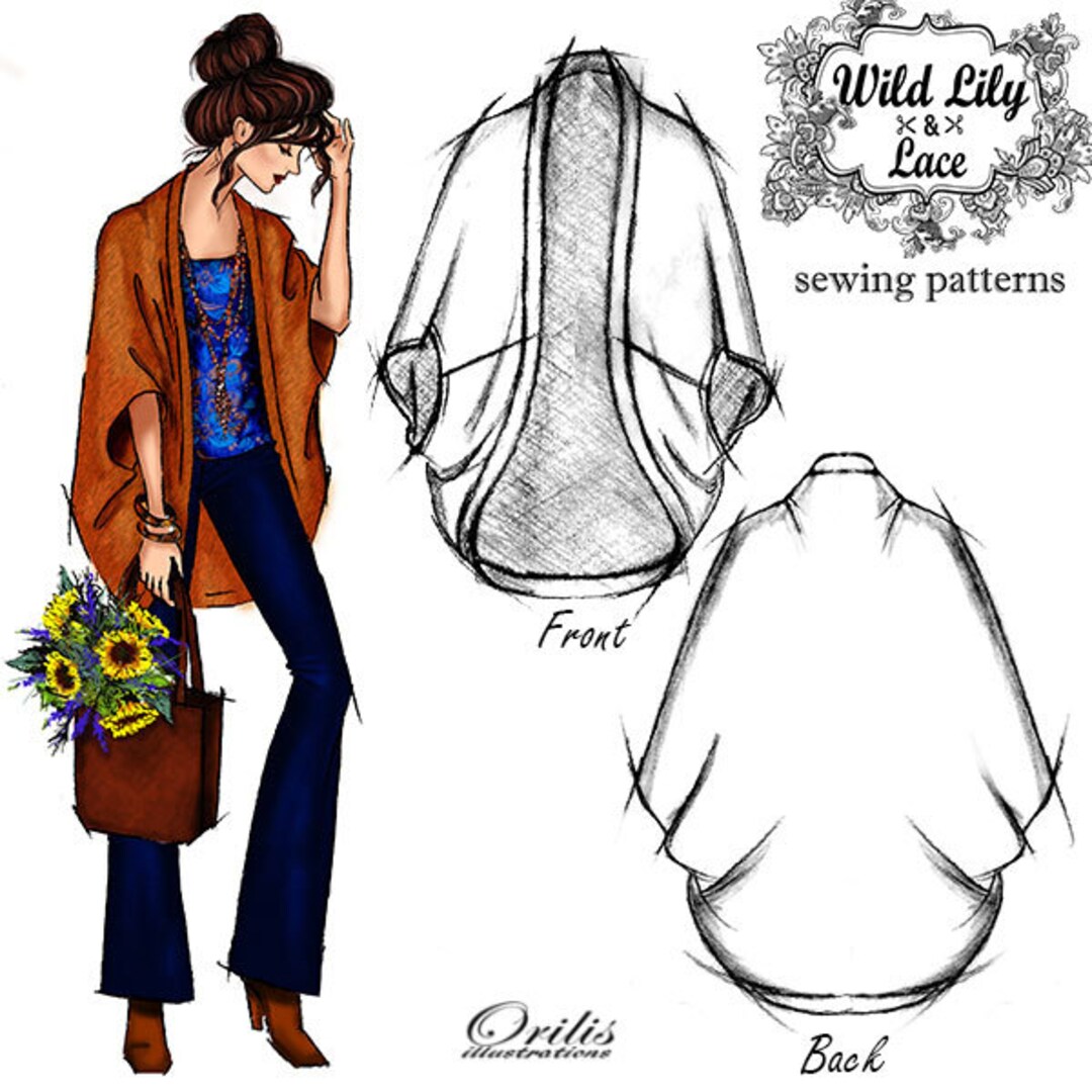 PDF CARDIGAN PATTERN Easy Sewing Pattern, Knit Cardigan Pattern, Cocoon ...