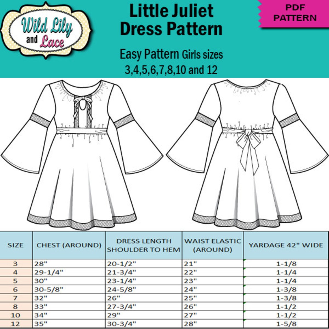 GIRLS DRESS PATTERN, Hippy Dress Pattern, Sewing Pattern, Little Girls ...