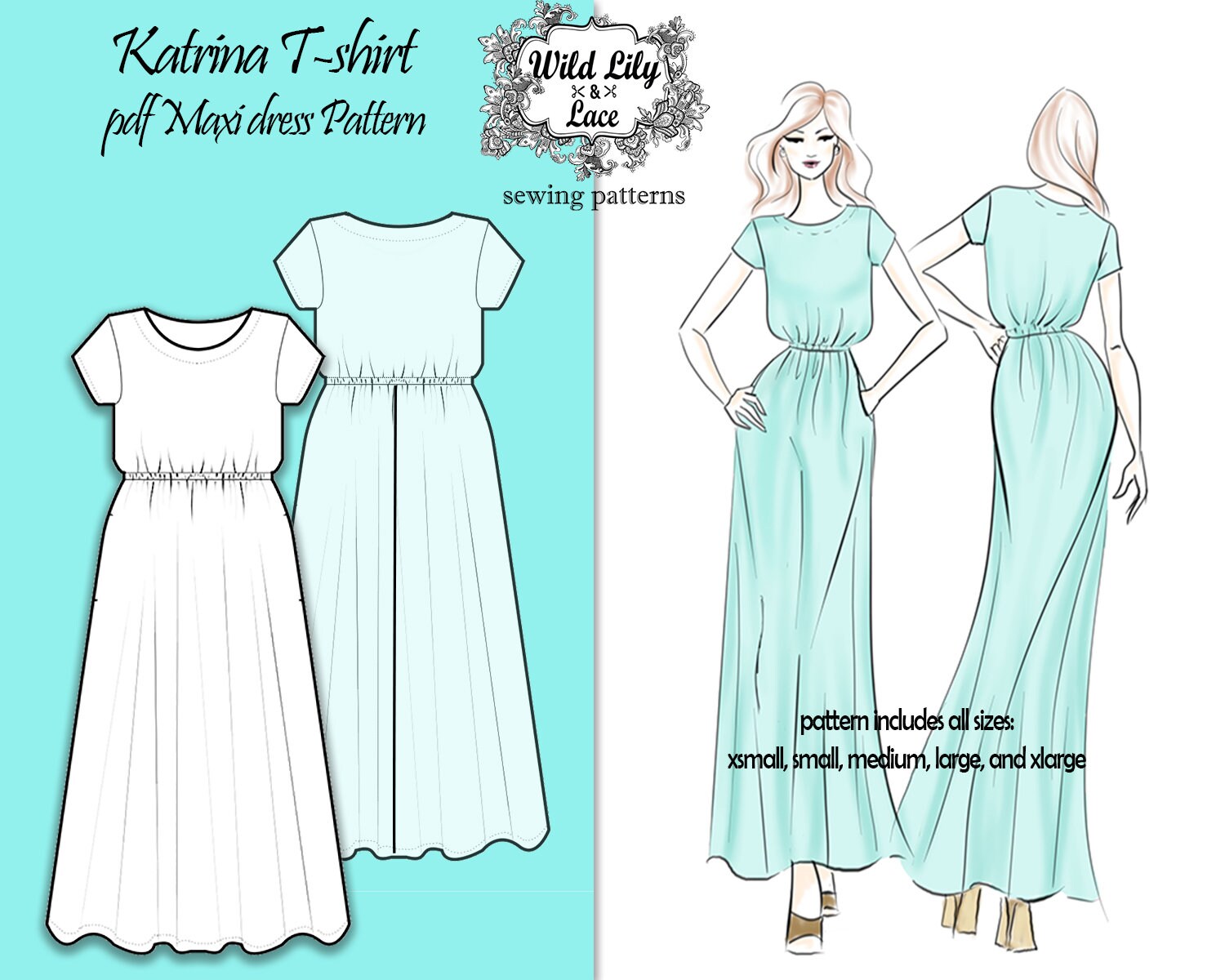 PDF MAXI DRESS Women Dress Pattern Long Dress Pattern | Etsy