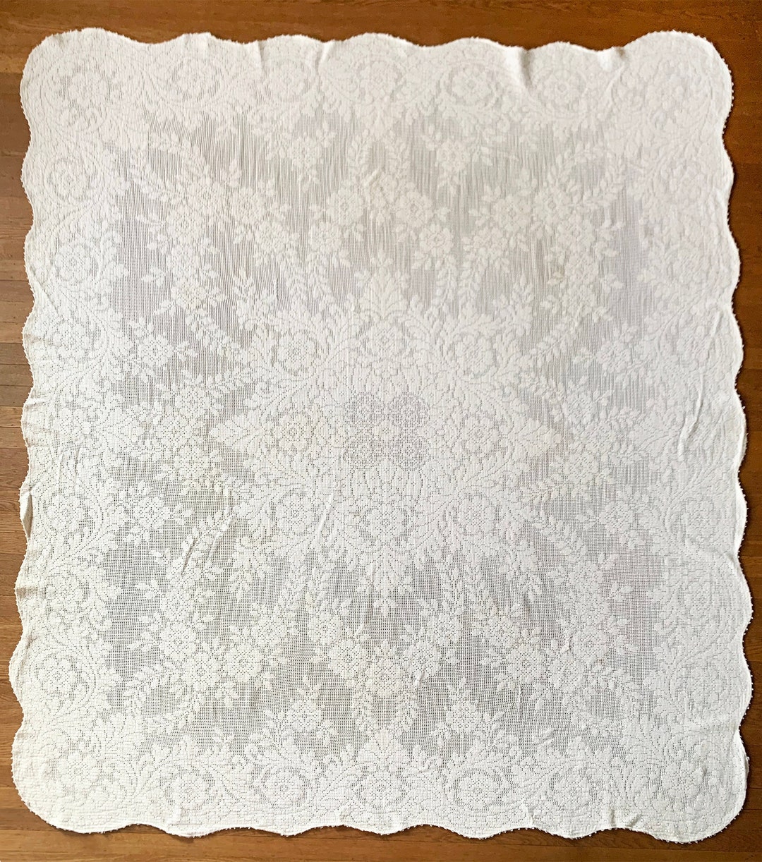 Vintage 1950s Ecru Cotton Quaker Lace Rectangular Tablecloth - Etsy
