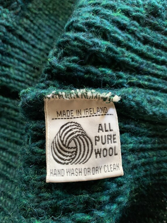 1980s Aran Cardigan Heathered Forest Green Rare Color… - Gem
