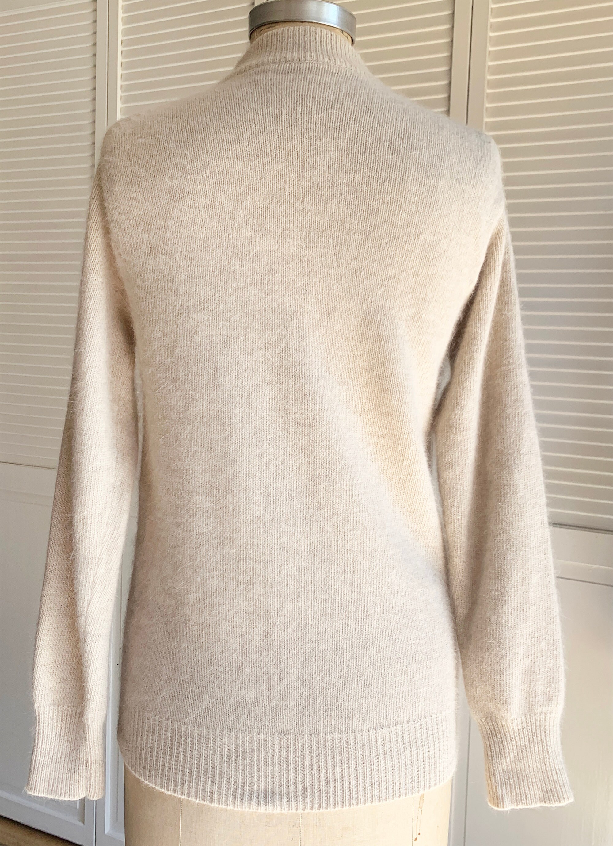 Beige Angora Blend Mock Neck Long Sweater - Etsy