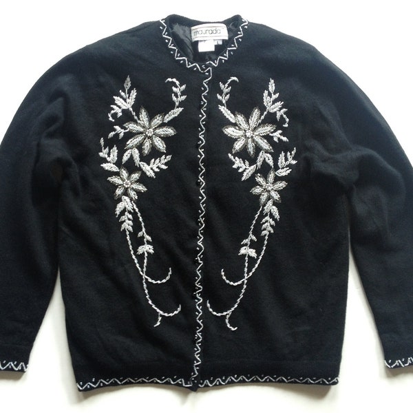Black Beaded Sweater - Etsy