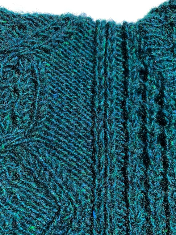 1980s Aran Cardigan Heathered Forest Green Rare Color… - Gem