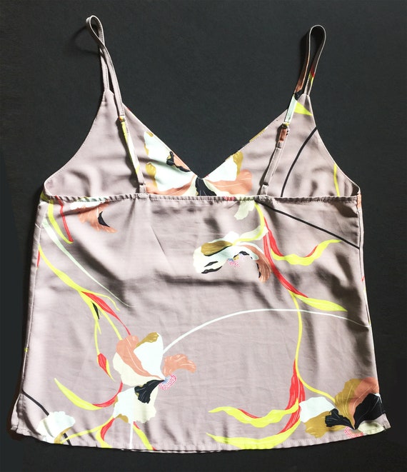 Tan Floral Spaghetti Strap Blouse - Gem