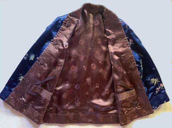 Vintage Chinese Reversible Satin Jacket Blue to Brown - Gem