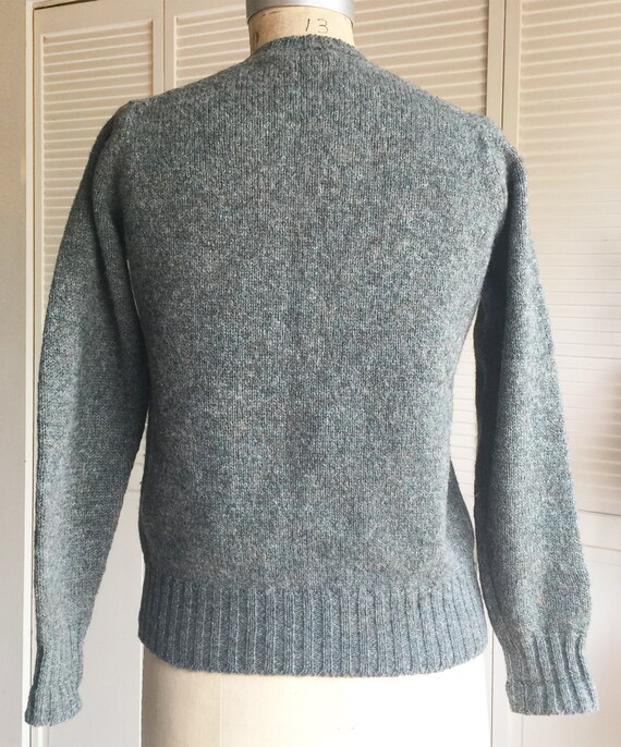 Vintage 1960s Variegated Grey Scottish Wool V Neck Sw… - Gem