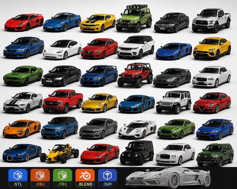 1000+ Car STL Files Bundle | 3D Printable Vehicle Models | Sports Cars ...