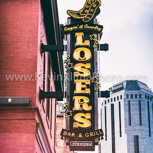 Losers - Nashville Bar Sign Photography - Wall Art Photo - Broadway ...
