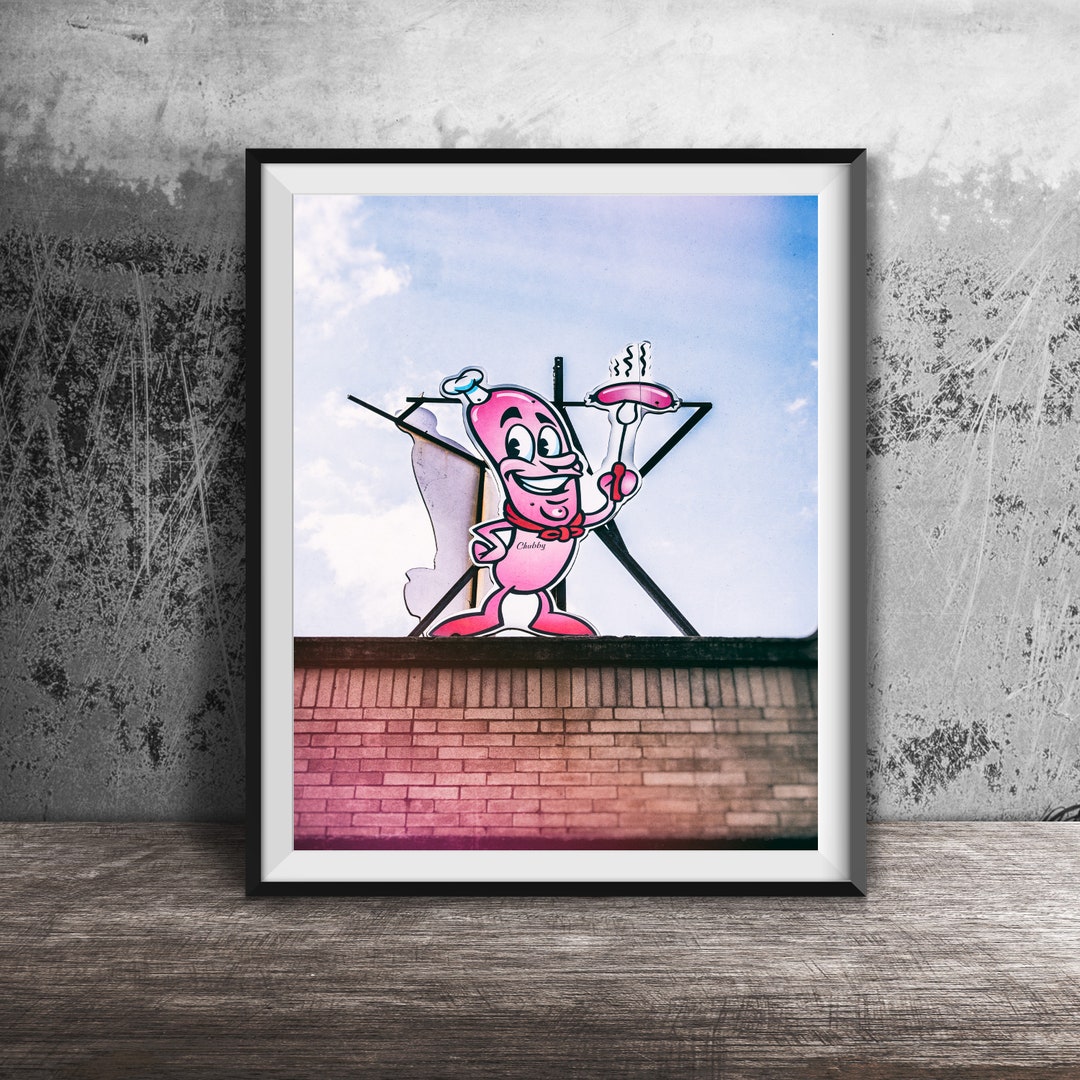 HAPPY HOT DOG - Chubby Wiener - Unframed Kitchen Art - Chicago Hot Dogs ...