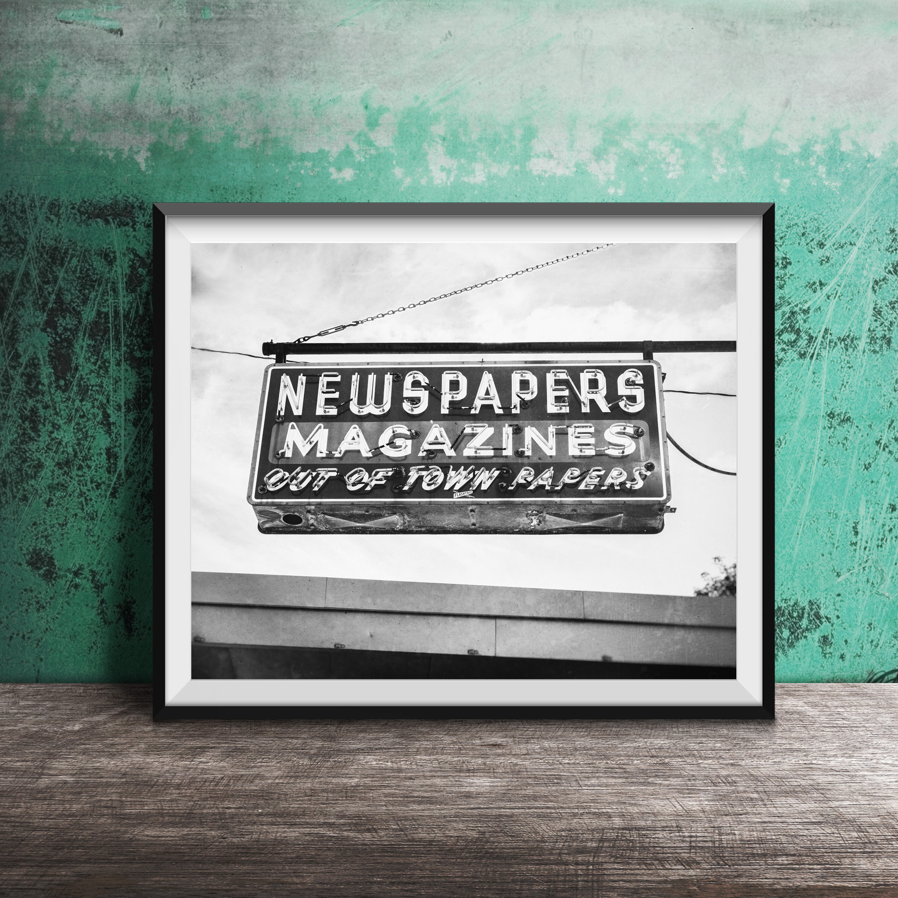 Newspaper Stand - Magazine Stand Sign - Neon Sign Art - Unframed Fine ...
