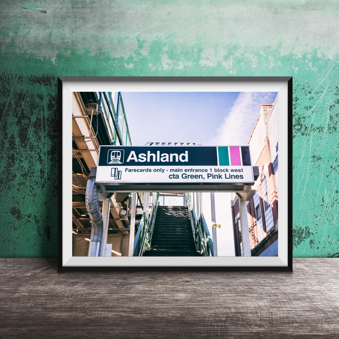 ASHLAND CTA Pink, Green Lines, Chicago - Unframed Photography Print ...