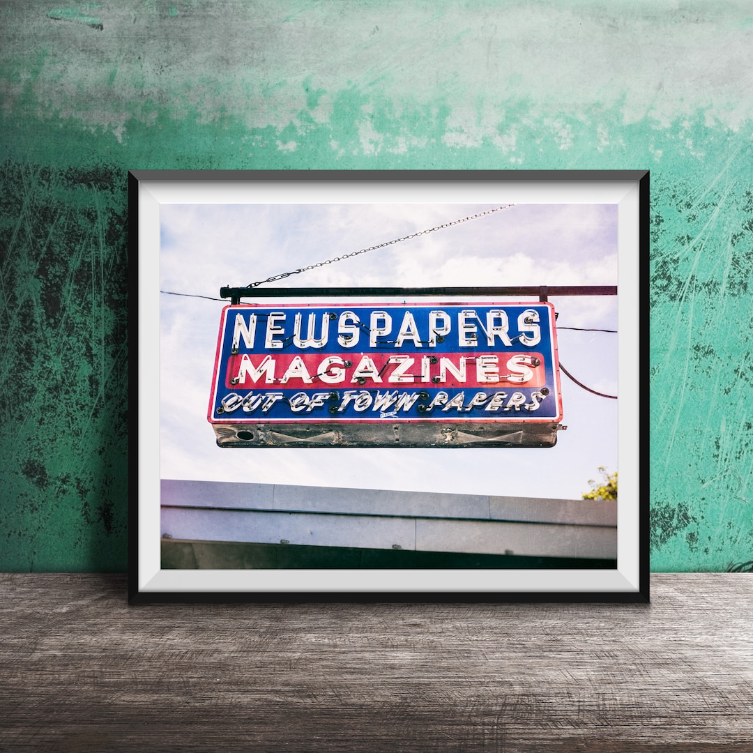 Newspaper Stand - Magazine Stand Sign - Neon Sign Art - Unframed Fine ...