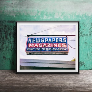 Newspaper Stand - Magazine Stand Sign - Neon Sign Art - Unframed Fine ...