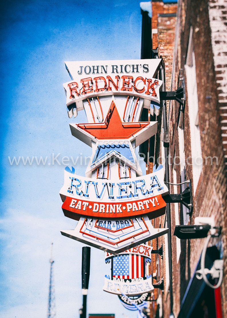 REDNECK RIVIERA - Nashville Bar Neon Sign Photography - Wall Art Photo ...