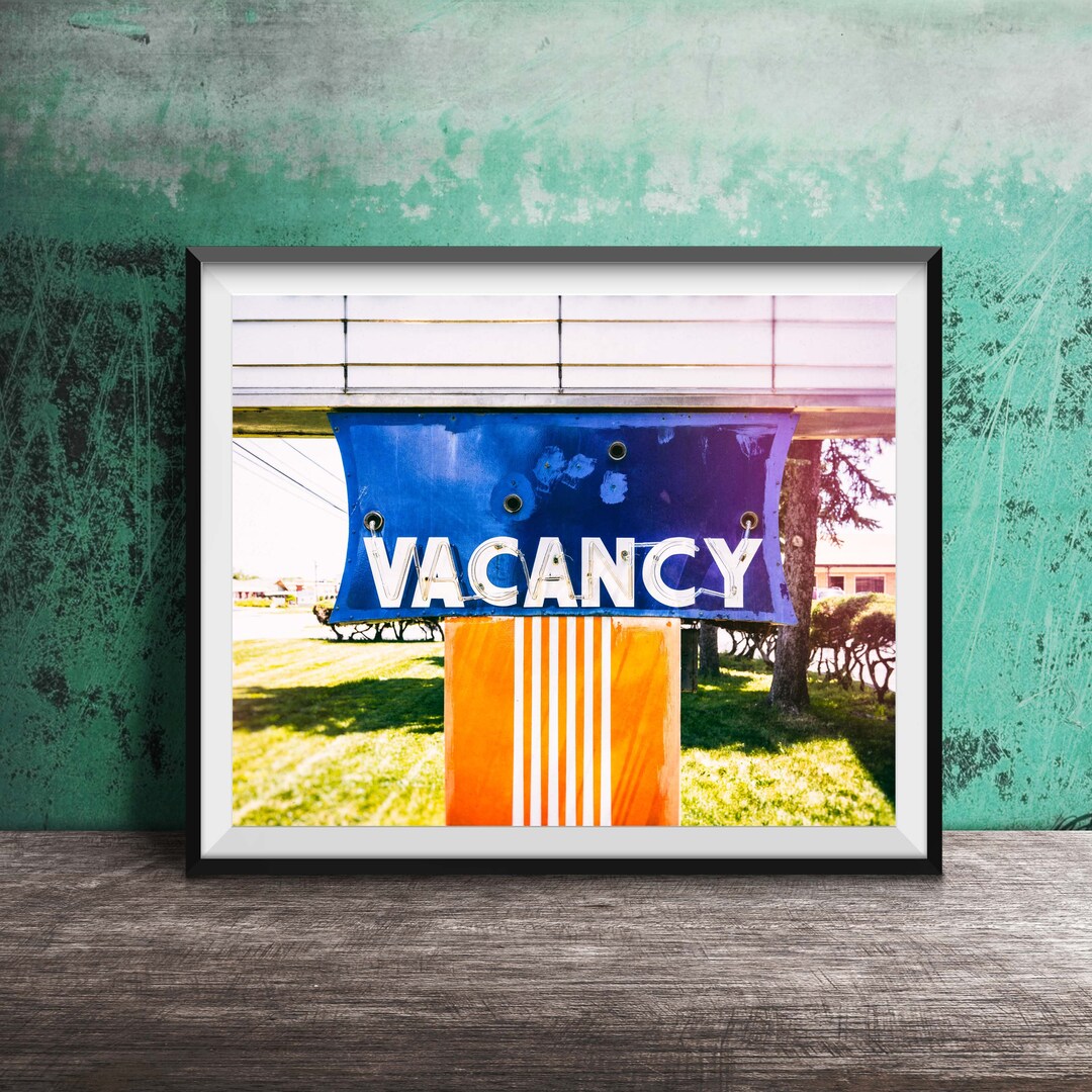 VACANCY Sign - Unframed Photography Print - Hotel, Motel Bedroom Wall ...