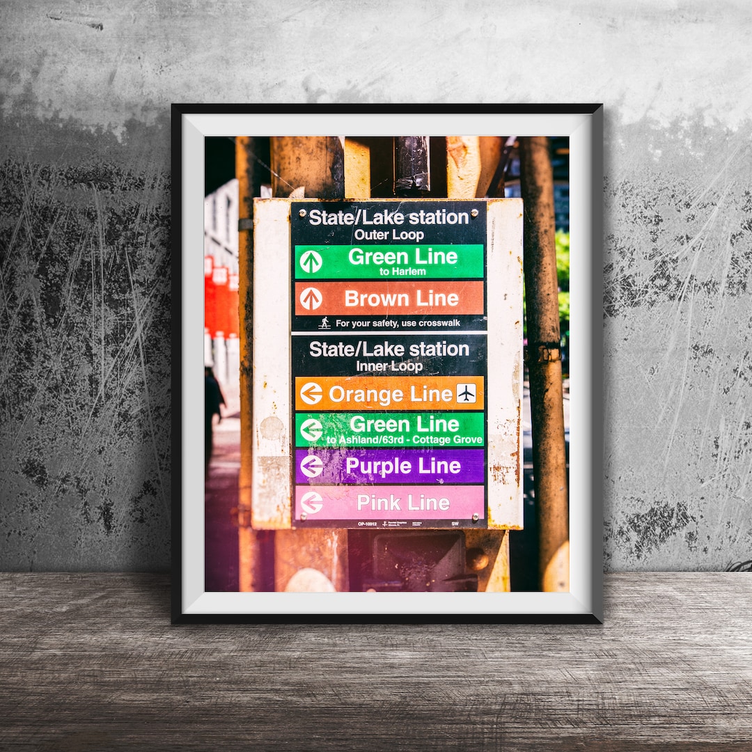 Chicago CTA Train Station Sign - CTA El Sign - Chicago El - Unframed ...
