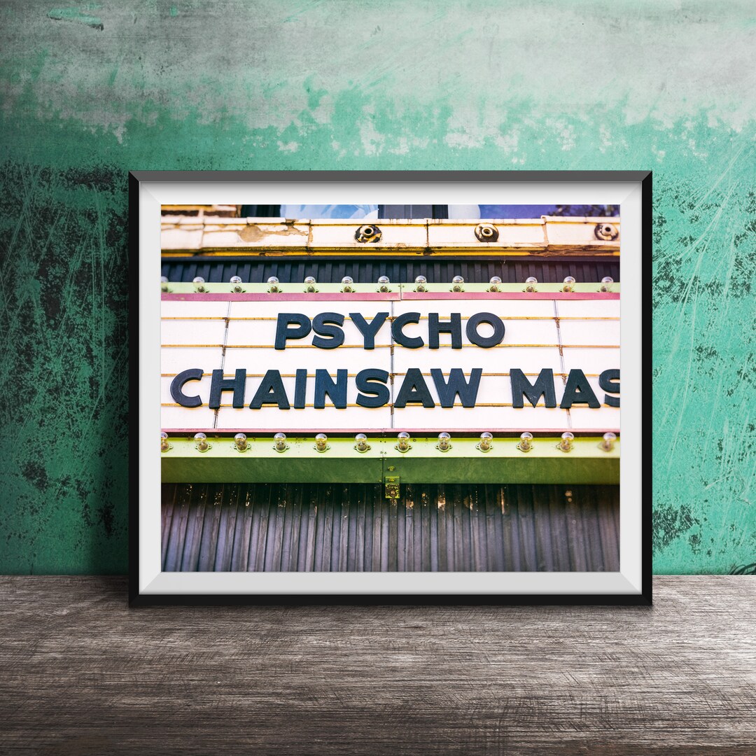 PSYCHO Horror Movie Sign - Vintage Theater Sign Art - Unframed ...