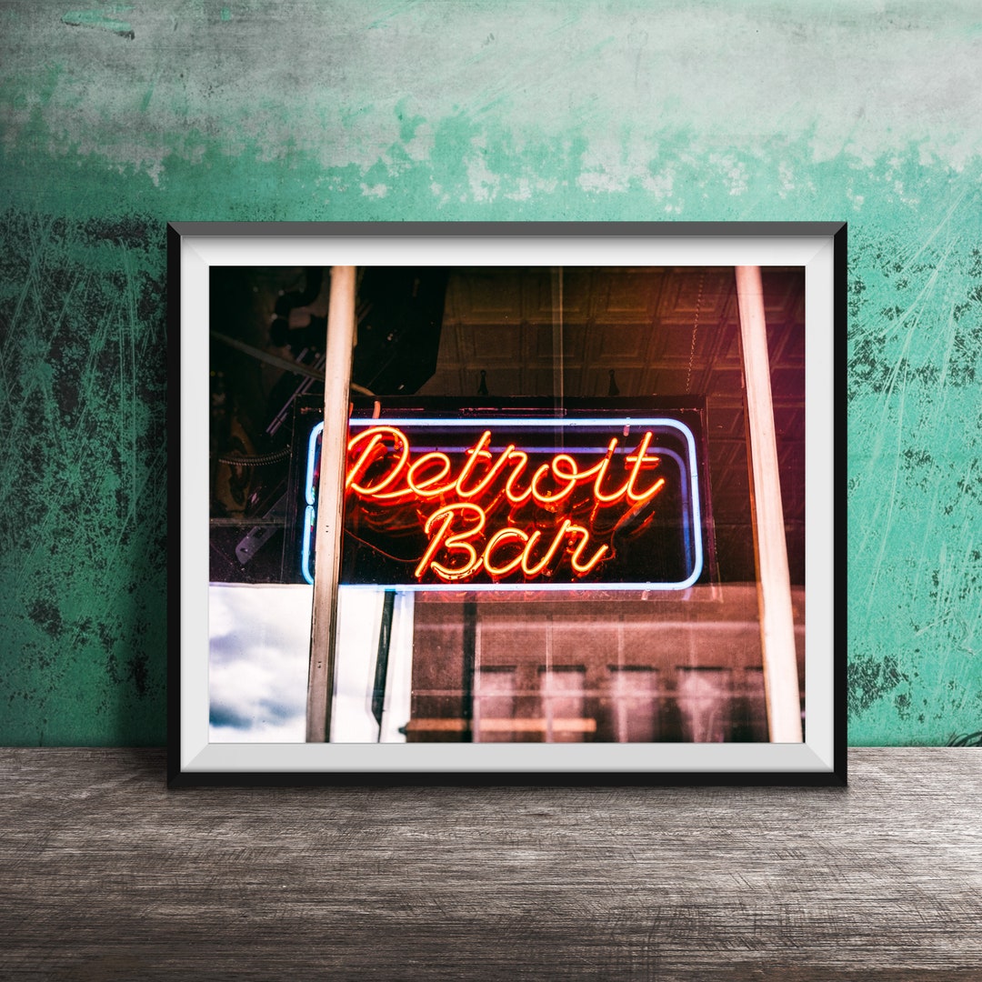 Detroit Bar Neon Sign Print - Detroit Photography Print - Original Wall ...