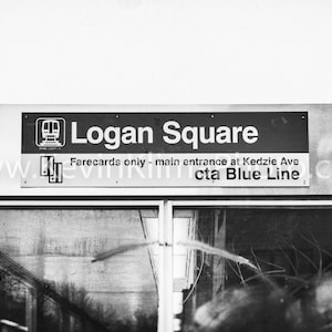LOGAN SQUARE Blue Line - CTA El Sign - Logan Square, Chicago - Unframed ...