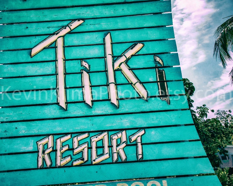 TIKI RESORT Florida Keys Sign Photography Print Vintage Sign - Etsy