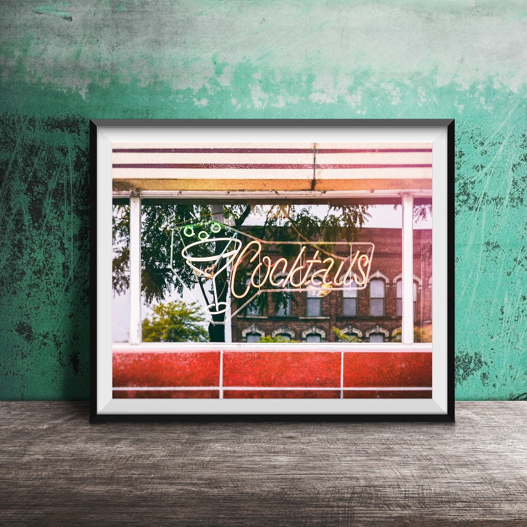 Cocktails - Cocktail Bar - Neon Sign - Wall Art Photo - Bar Photography ...