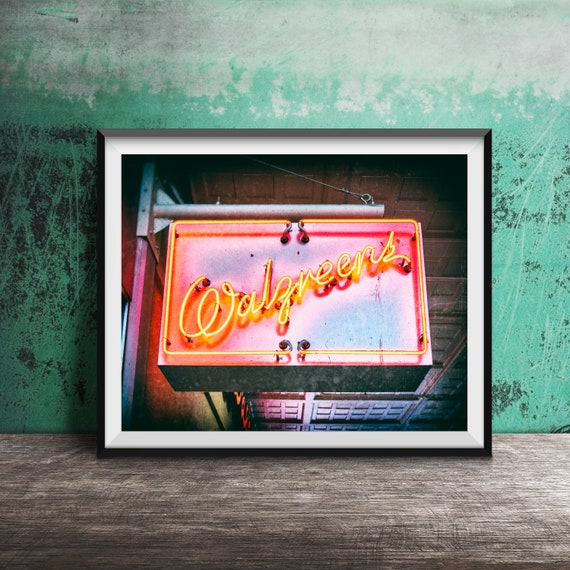 WALGREENS Neon Sign Bathroom Pharmacy Sign Photography | Etsy