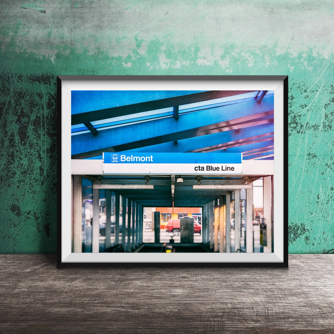 BELMONT CTA Blue Line - CTA El Sign - Logan Square, Chicago - Unframed ...