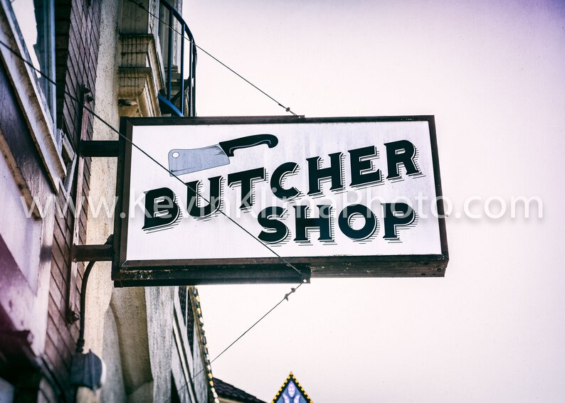 BUTCHER SHOP Sign Wall Art - Kitchen Sign Photography - Unframed ...