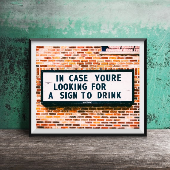 SIGN TO DRINK Bar Photo Retro Neon Sign Dining Room | Etsy