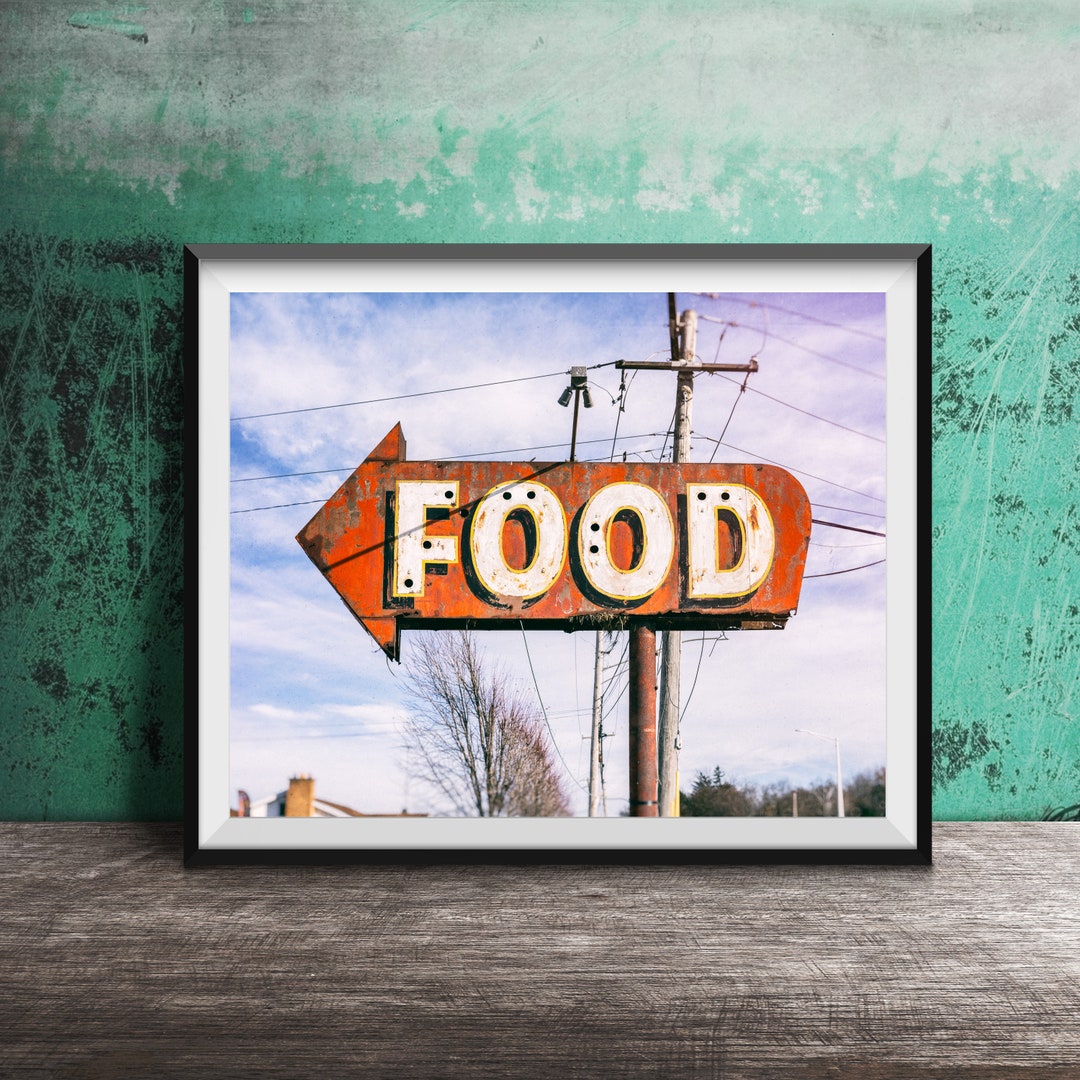 FOOD, Diner Neon Sign - Unframed Kitchen Decor - Eat Food Sign ...