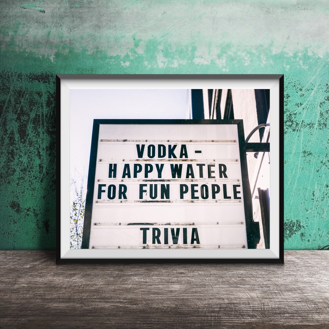 VODKA HAPPY WATER - Unframed Wall Art Photo - Bar Lounge Photography ...