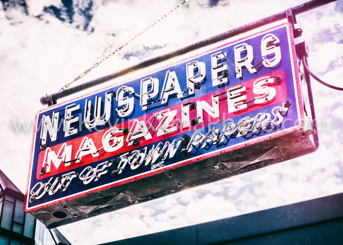 Newspaper Stand Magazine Stand Sign Neon Sign Art - Etsy