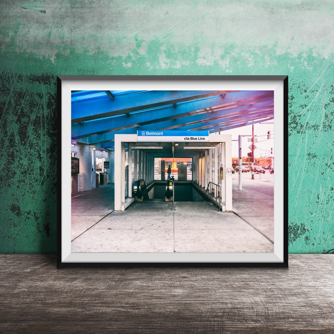 BELMONT CTA Blue Line - CTA El Sign - Logan Square, Chicago - Unframed ...