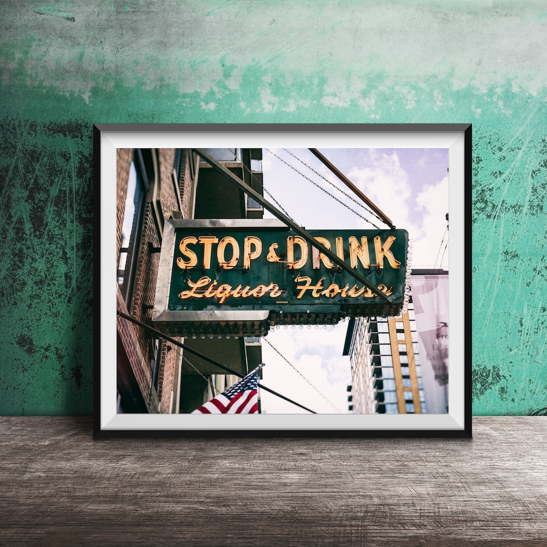 STOP AND DRINK Liquor House - Neon Bar Sign - Vintage Neon Sign ...