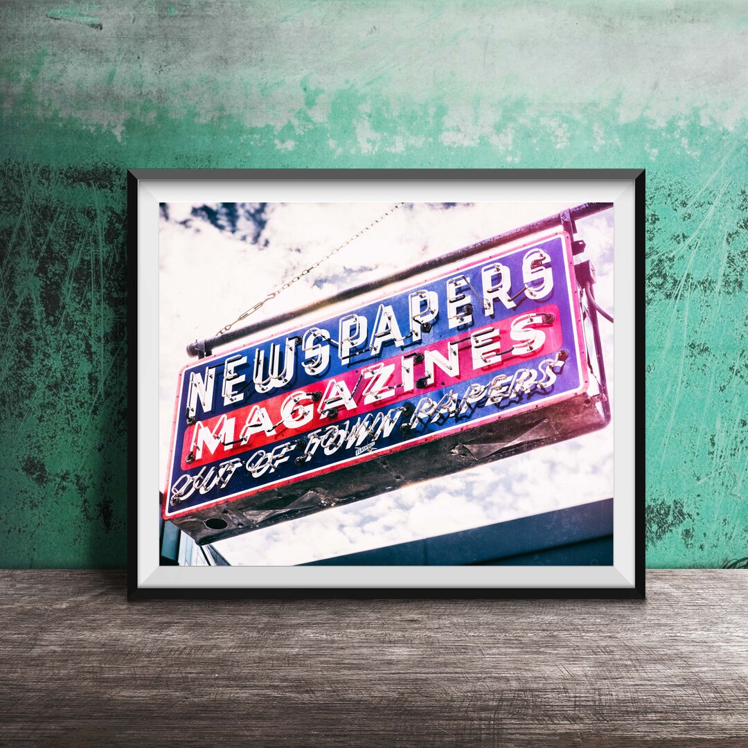 Newspaper Stand Magazine Stand Sign Neon Sign Art - Etsy