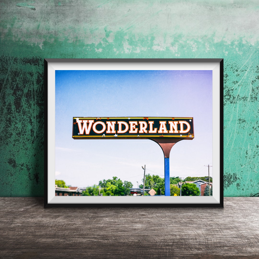 WONDERLAND Sign - Original Wall Art Photo - Unframed Modern Photography ...