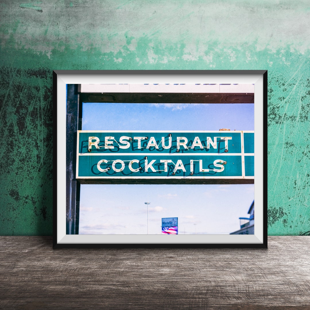 RESTAURANT COCKTAILS Kitchen Sign Photography UNFRAMED Kitchen Art Bar ...