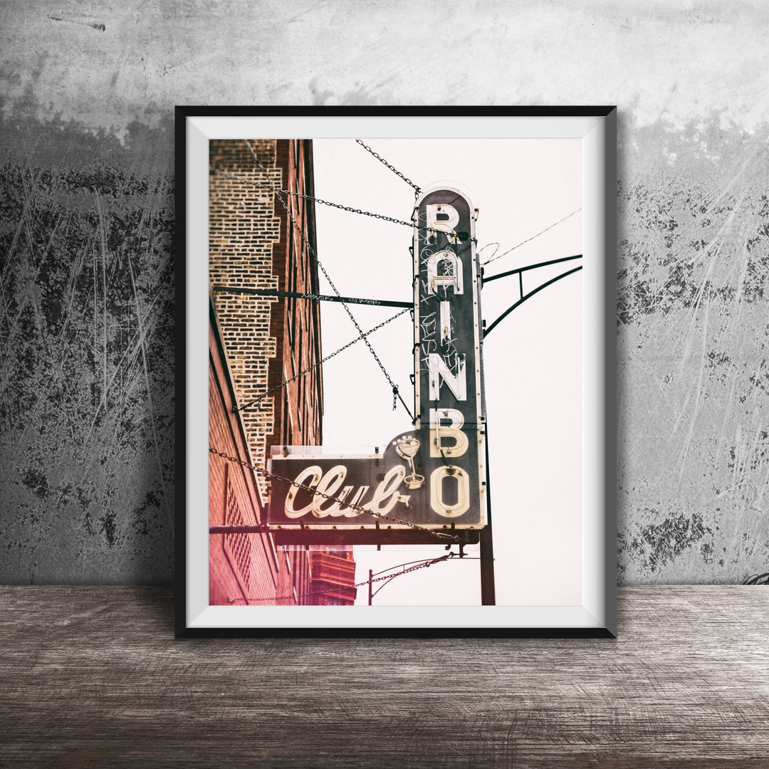 RAINBO CLUB, Wicker Park, Chicago Wall Art - Unframed Chicago Bar Sign ...