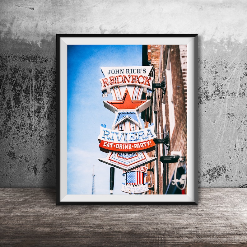 REDNECK RIVIERA Nashville Bar Neon Sign Photography Wall - Etsy