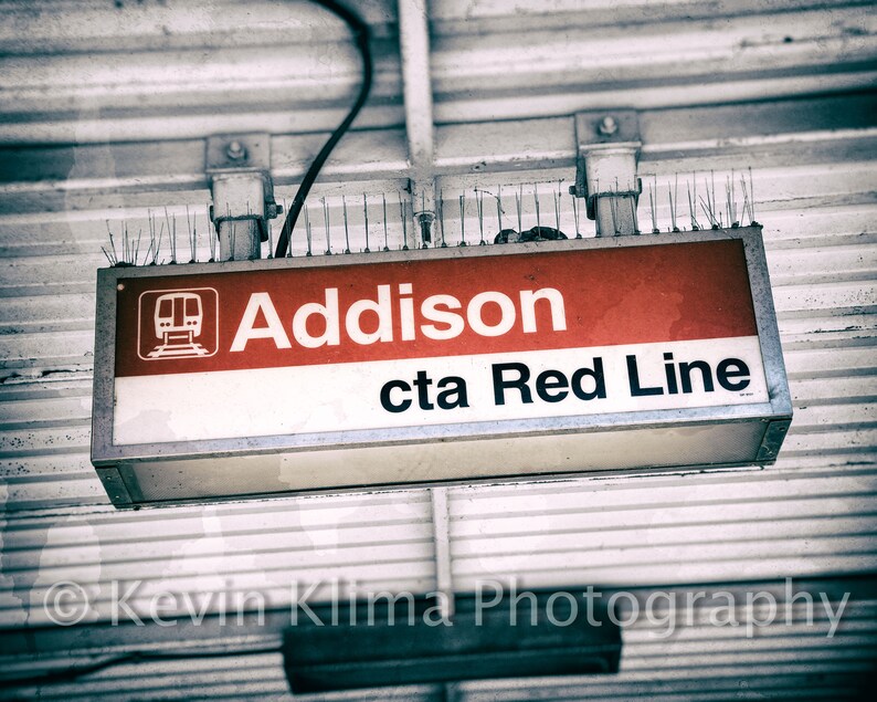 Addison Red Line CTA El Sign Lakeview Chicago Art - Etsy