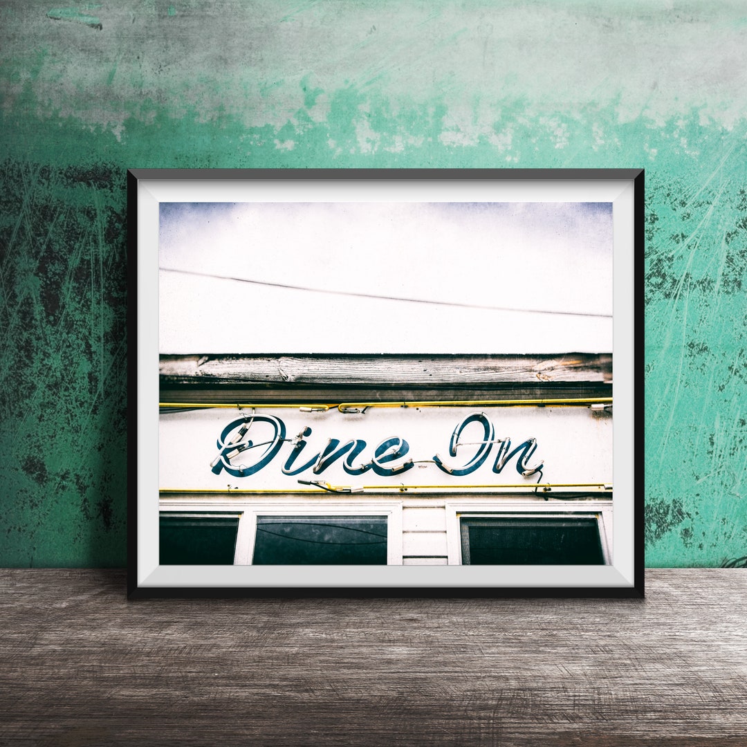 DINE IN Neon Sign Art Photography Wall Art Photo Modern - Etsy