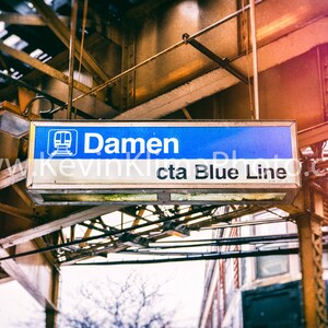 Damen Blue Line - CTA El Sign - Wicker Park, Chicago - Unframed ...